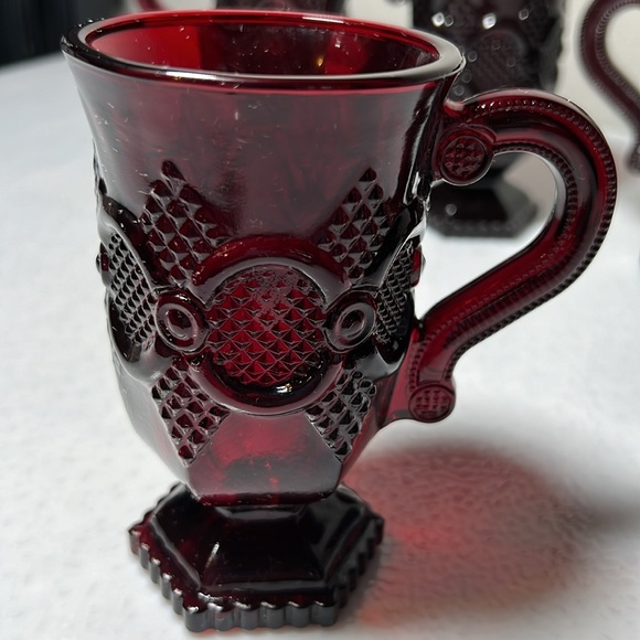 Avon | Dining | Vintage Avon Red Glass Cape Cod Pedestal Mugs Set 6 ...